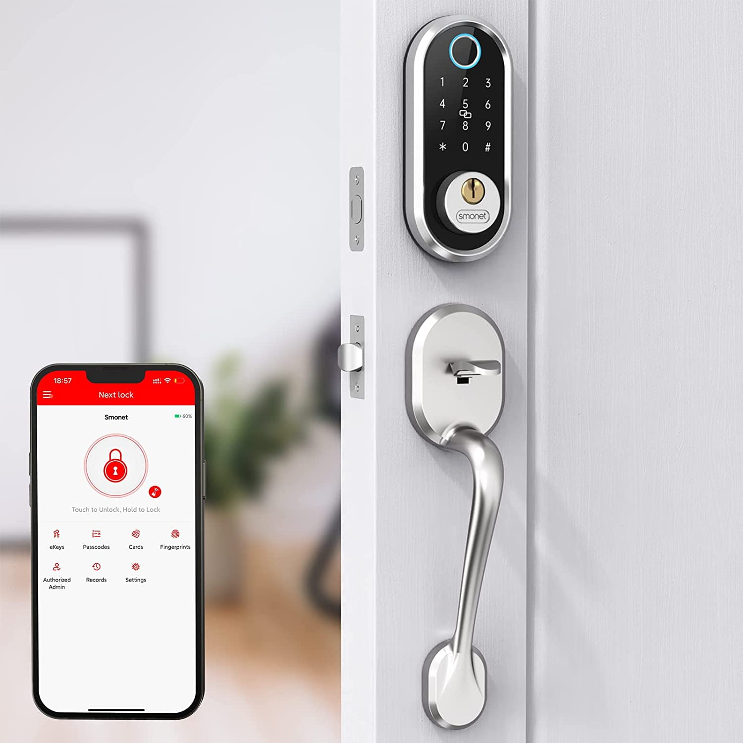 Smonet Y1-SBF2H-S Alloy Painted Biometric Fingerprint, Touch Screen ... Smonet Y1-SBF2H-S Alloy Painted Biometric Fingerprint, Touch Screen ...