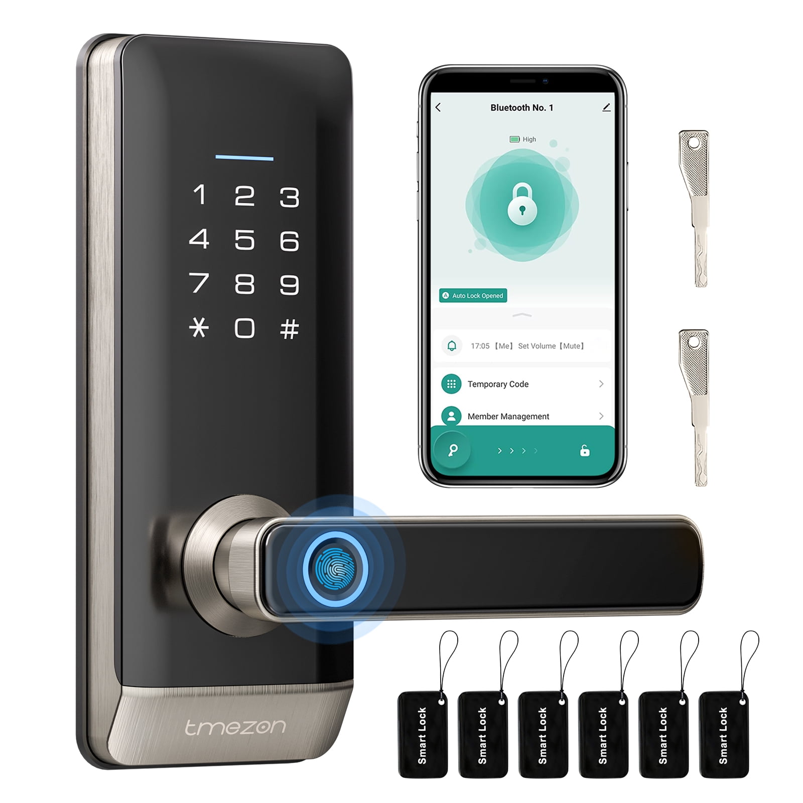 Smart Door Lock, TMEZON Keyless Entry Door Lock Fingerprint Door Lock ...