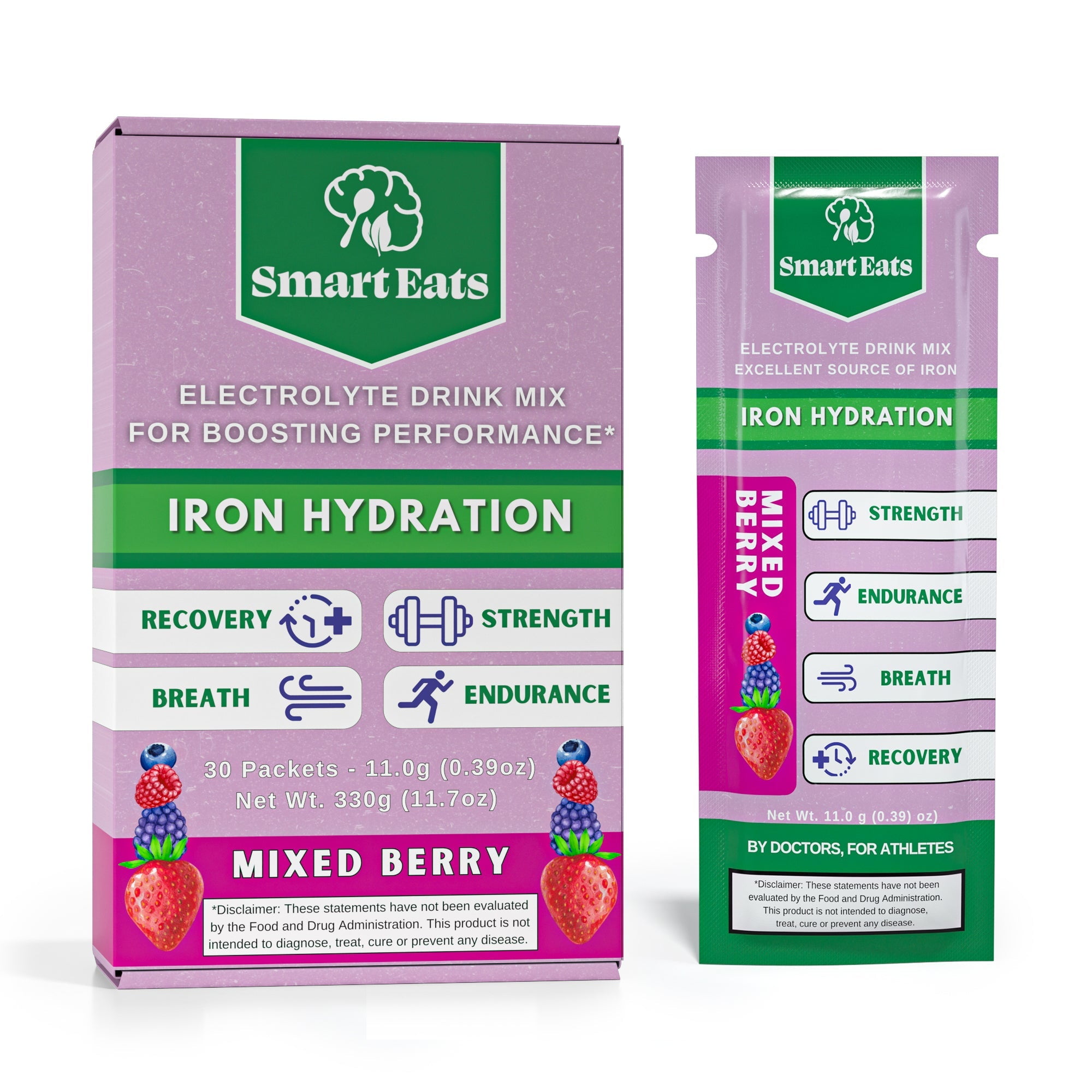 Smart Eats Iron Hydration - High Iron Electrolyte Powder - Mixed Berry ...