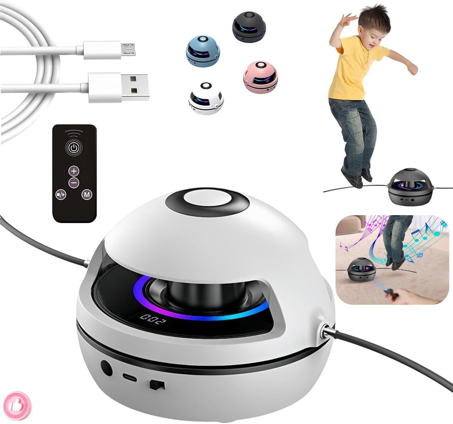 Smart Electric Music Jump Rope Machine with Bluetooth Remote Adjustable ...