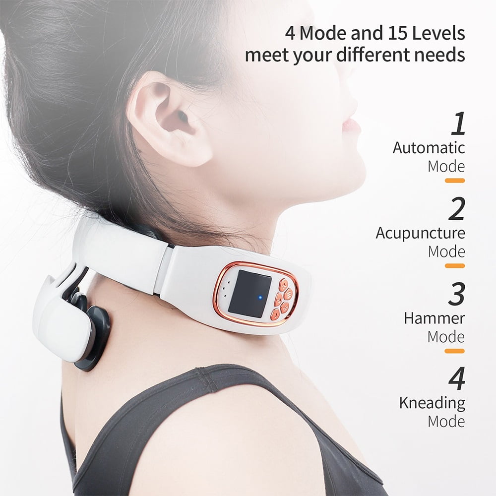 Smart Electric Neck And Back Pulse Massager 6 Heads Tens Wireless Heat ...