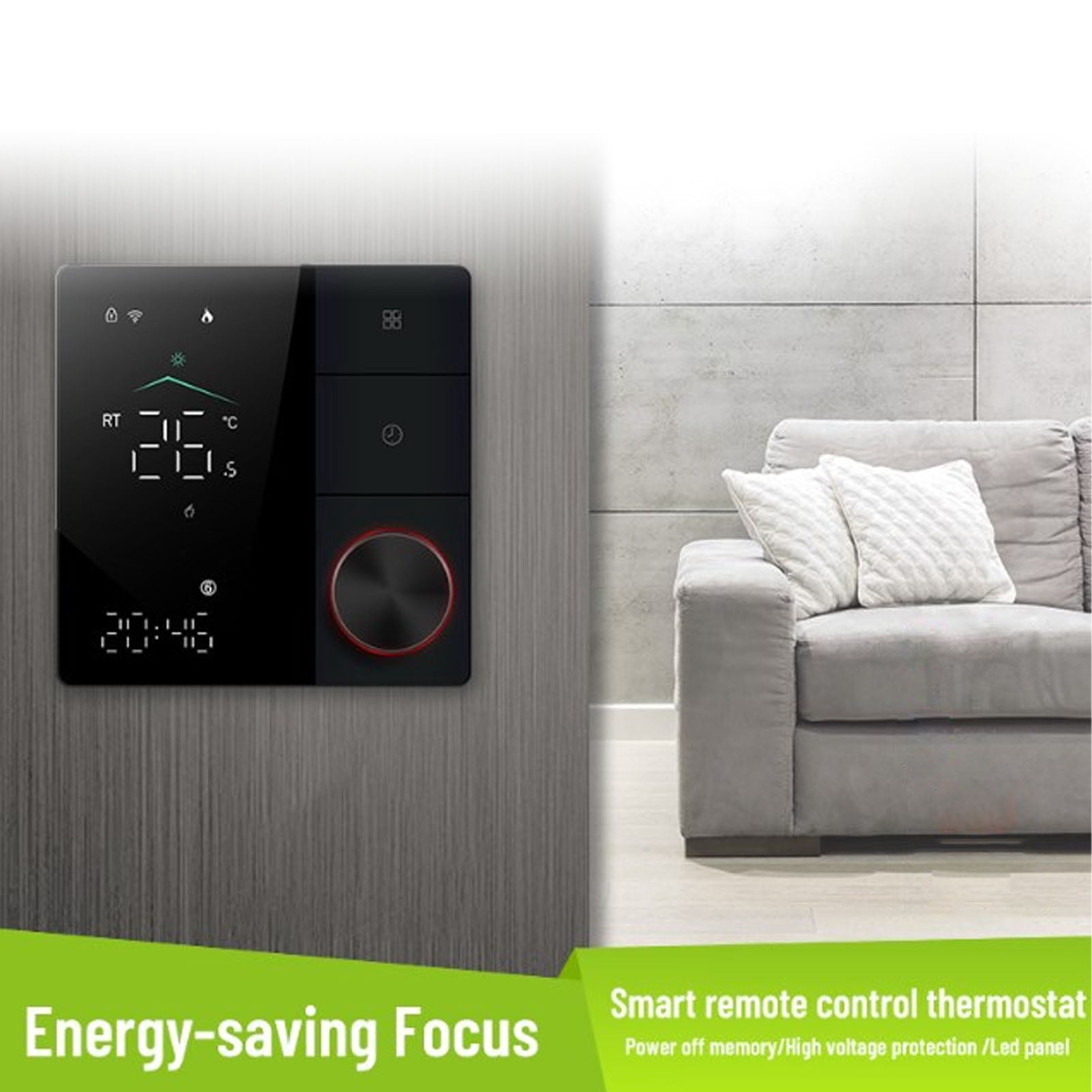 Smart Electric Thermostat, AI Learning, Energy Monitoring, LCD Display ...