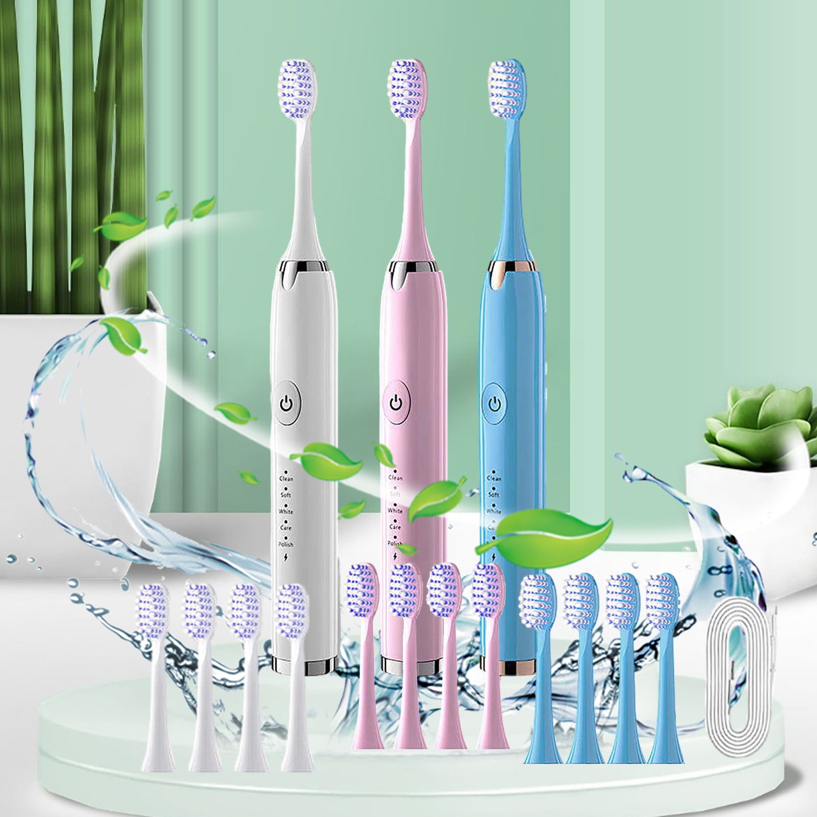 Smart Electric Toothbrush, 5 Replaceable Heads, 5 Modes, Submersible ...