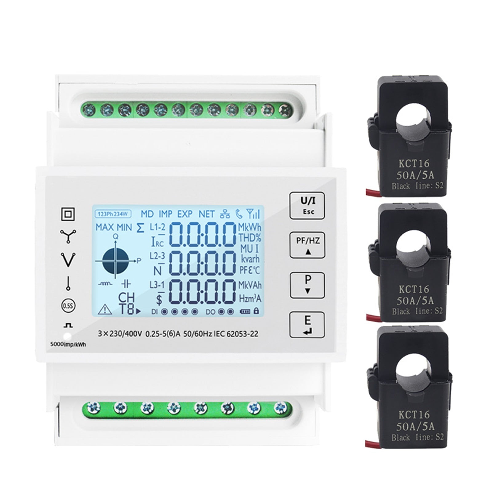 Smart Energy Electricity Consumption Power Meter 3 Phase Din Rail Meter ...