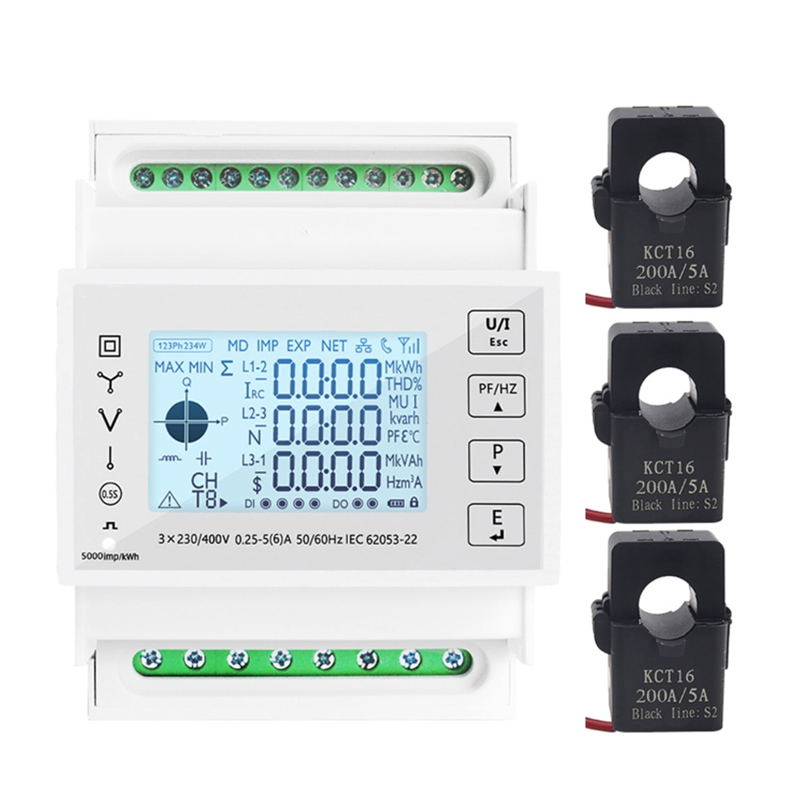 Smart Energy Electricity Consumption Power Meter 3 Phase Din Rail Meter Modbus With ...