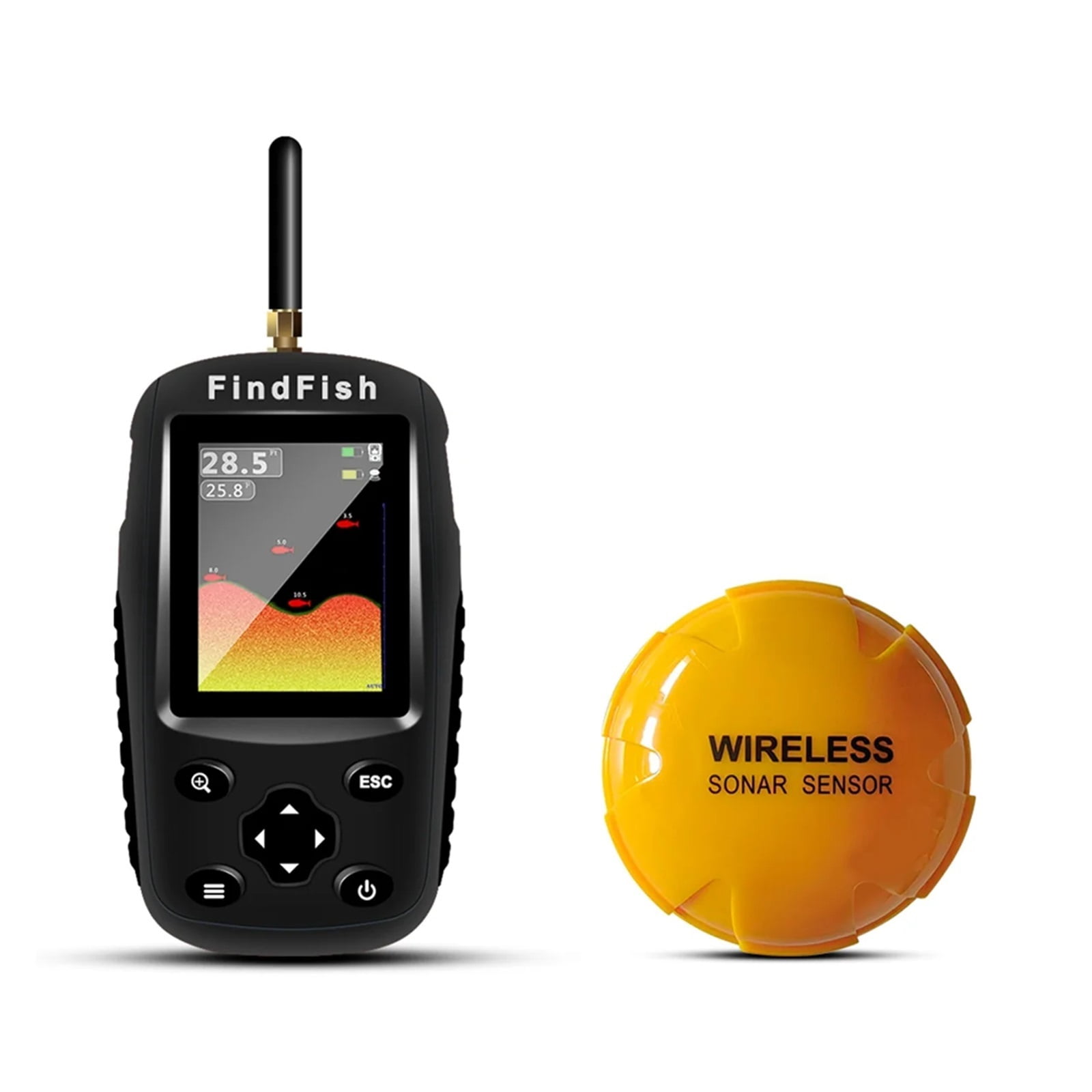 Smart English Menu Wireless Sonar Portable Fish Finder Sensor Echo ...