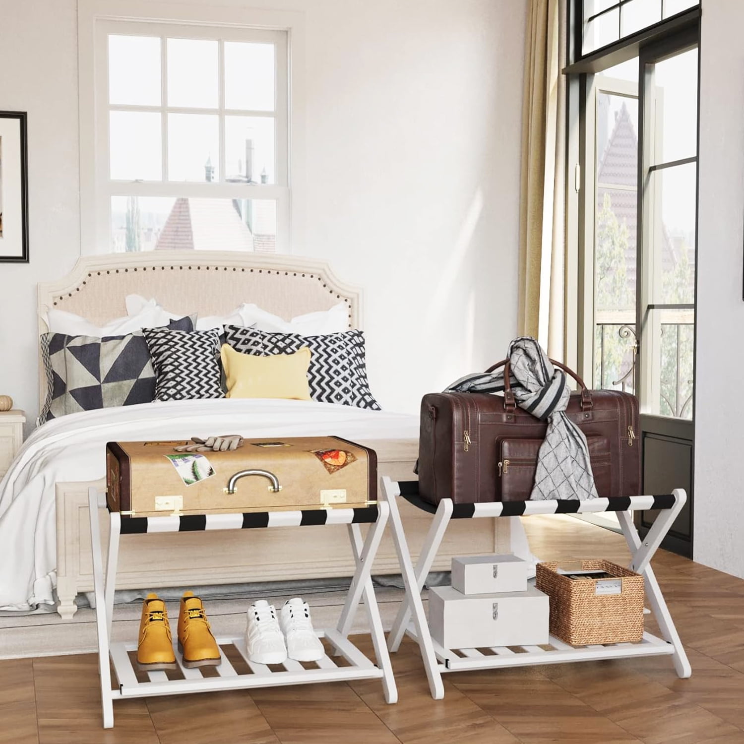 FENDEE Smart Foldable Luggage Stand for Bedroom, Guest Room, Hotel ...