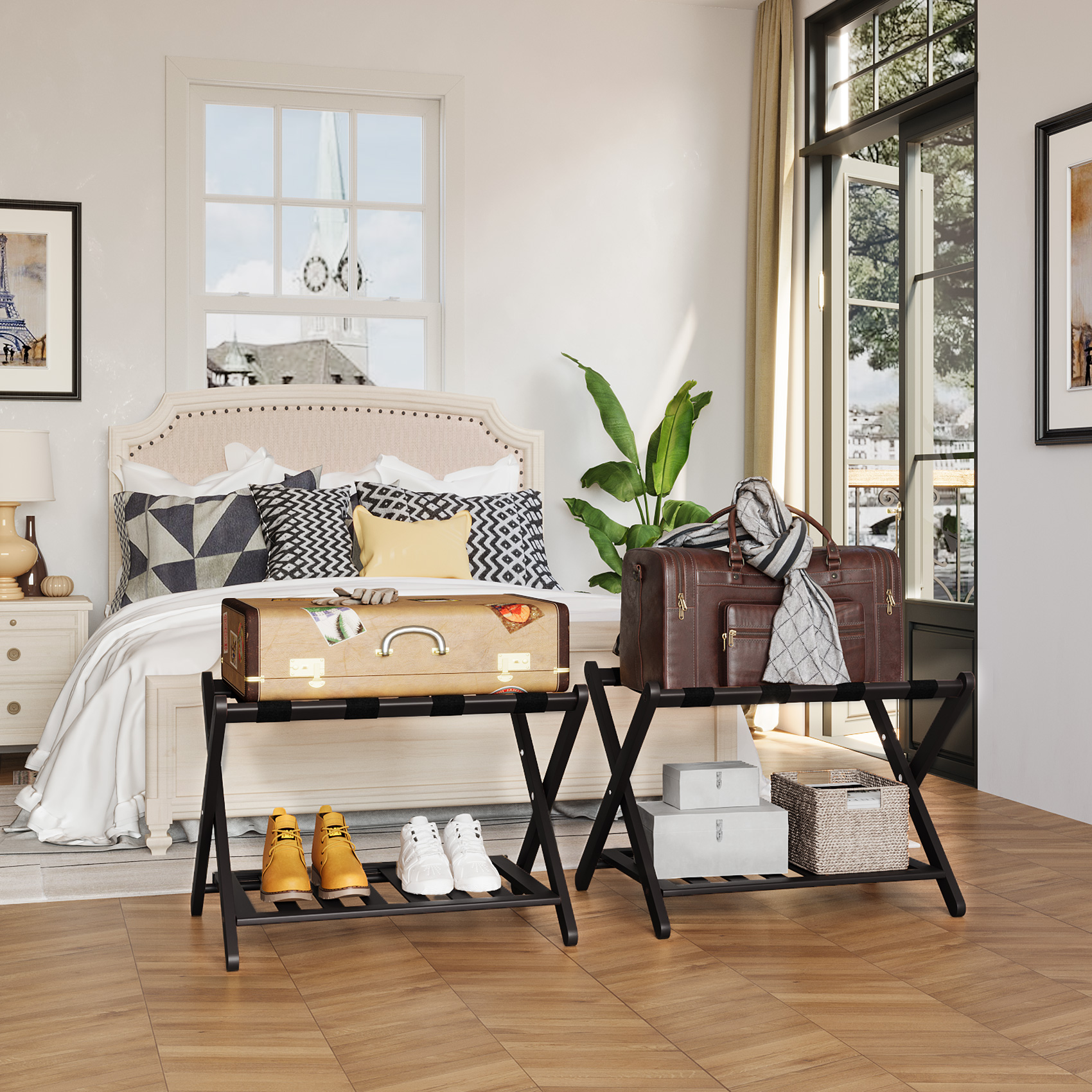 Luggage Rack with Shelf - Honey Oak - Walmart.com