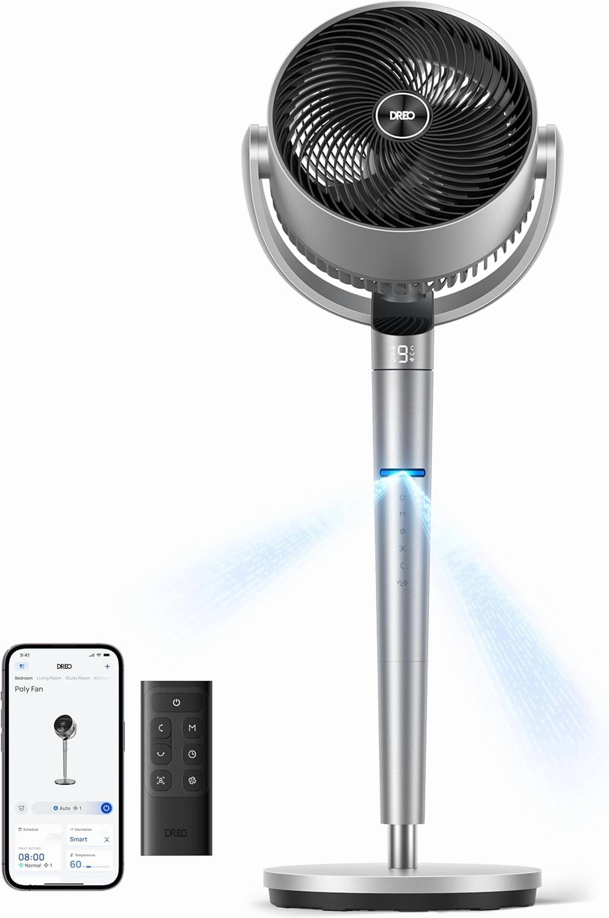 Smart Fan for Bedroom, Position-based Oscillation, 150°+120° 3D ...