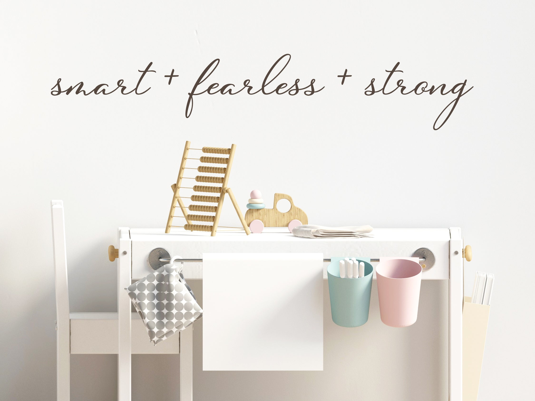 Smart Fearless Strong Cursive | Kids Room Wall Decal - Walmart.com