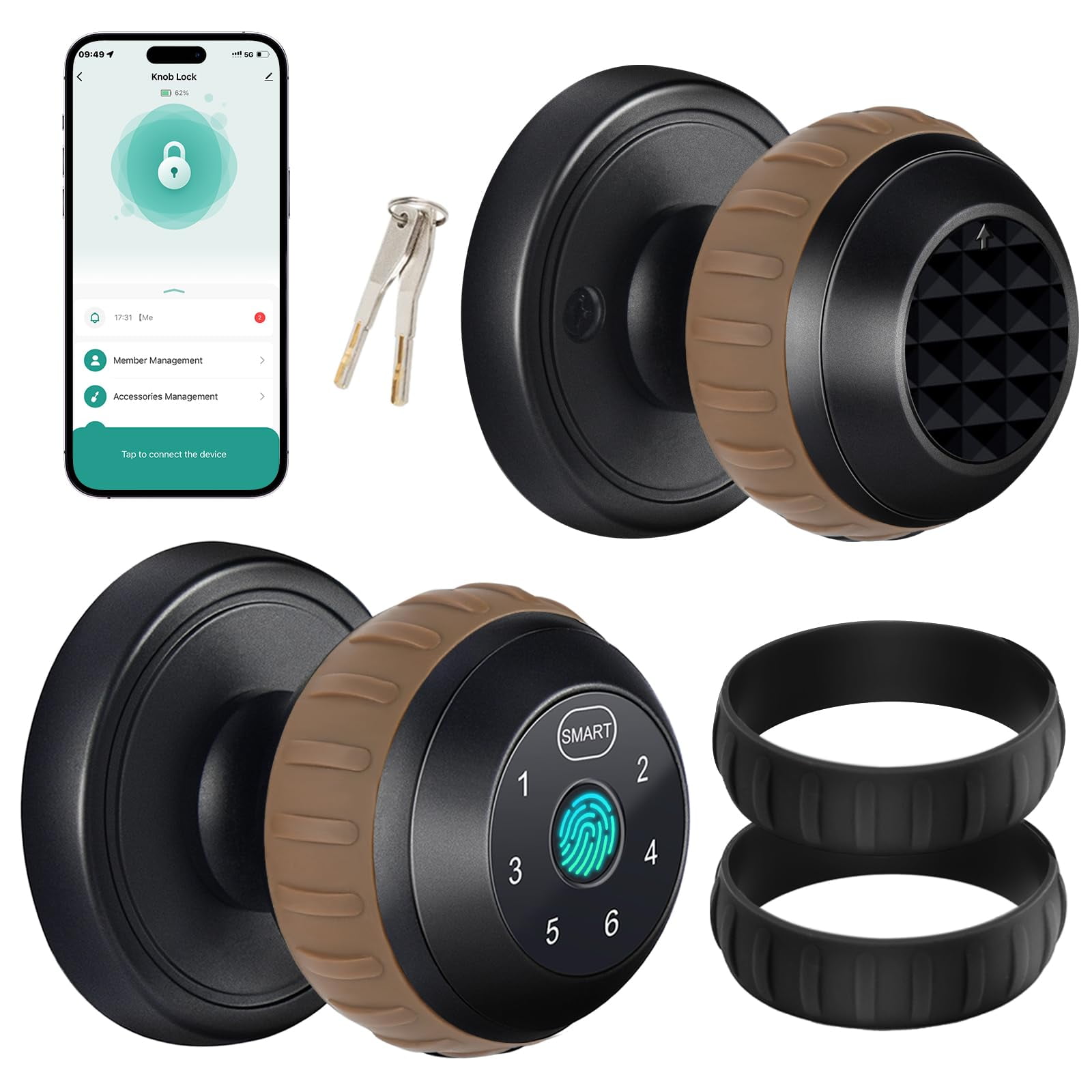 Smart Fingerprint Door Knob, Keyless Entry Door Lock with Keypad ...