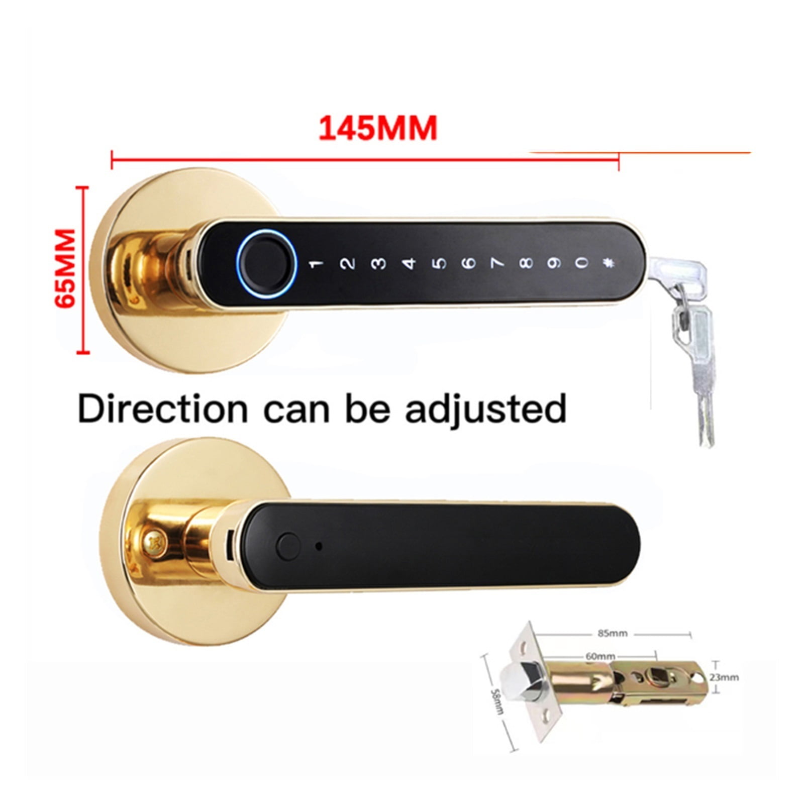 Smart Fingerprint Door Lock Handle for Home House Apartment With Key ...