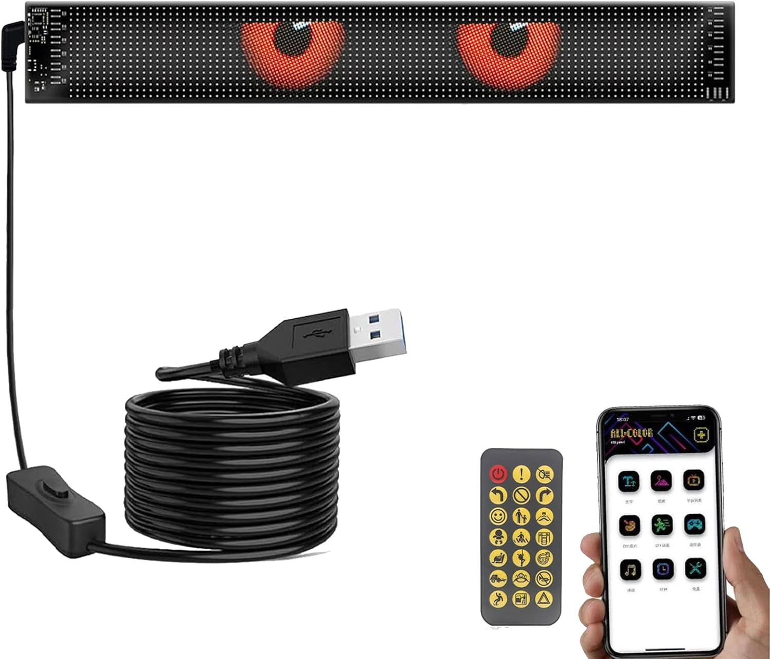 Smart Flexible LED Car Digital Display, 6.3x12.6in Programmable LED ...