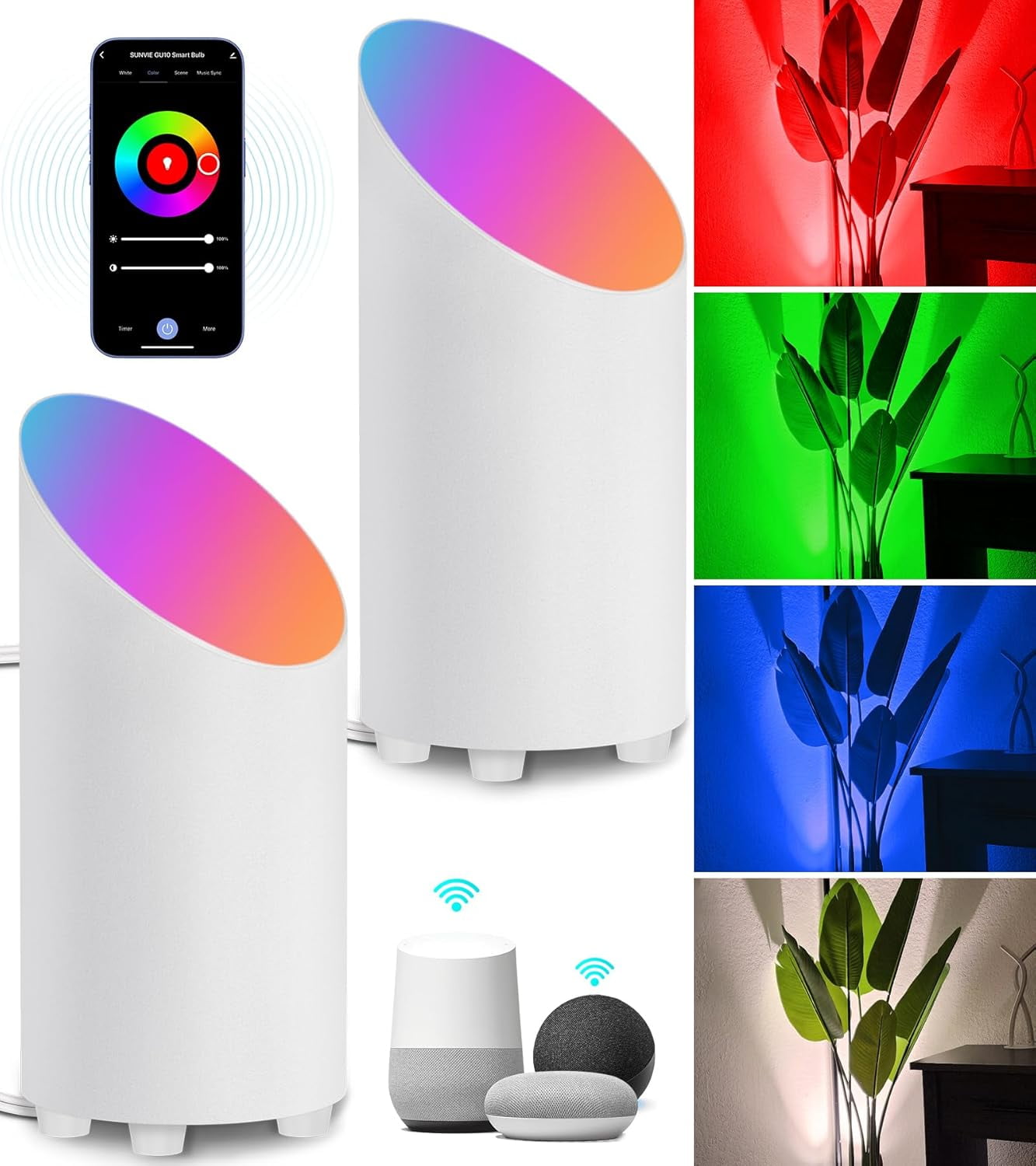 Smart Floor Can Light 5W Uplighting Indoor 16 Million Colors RGBW Color Changing Up Lights ...