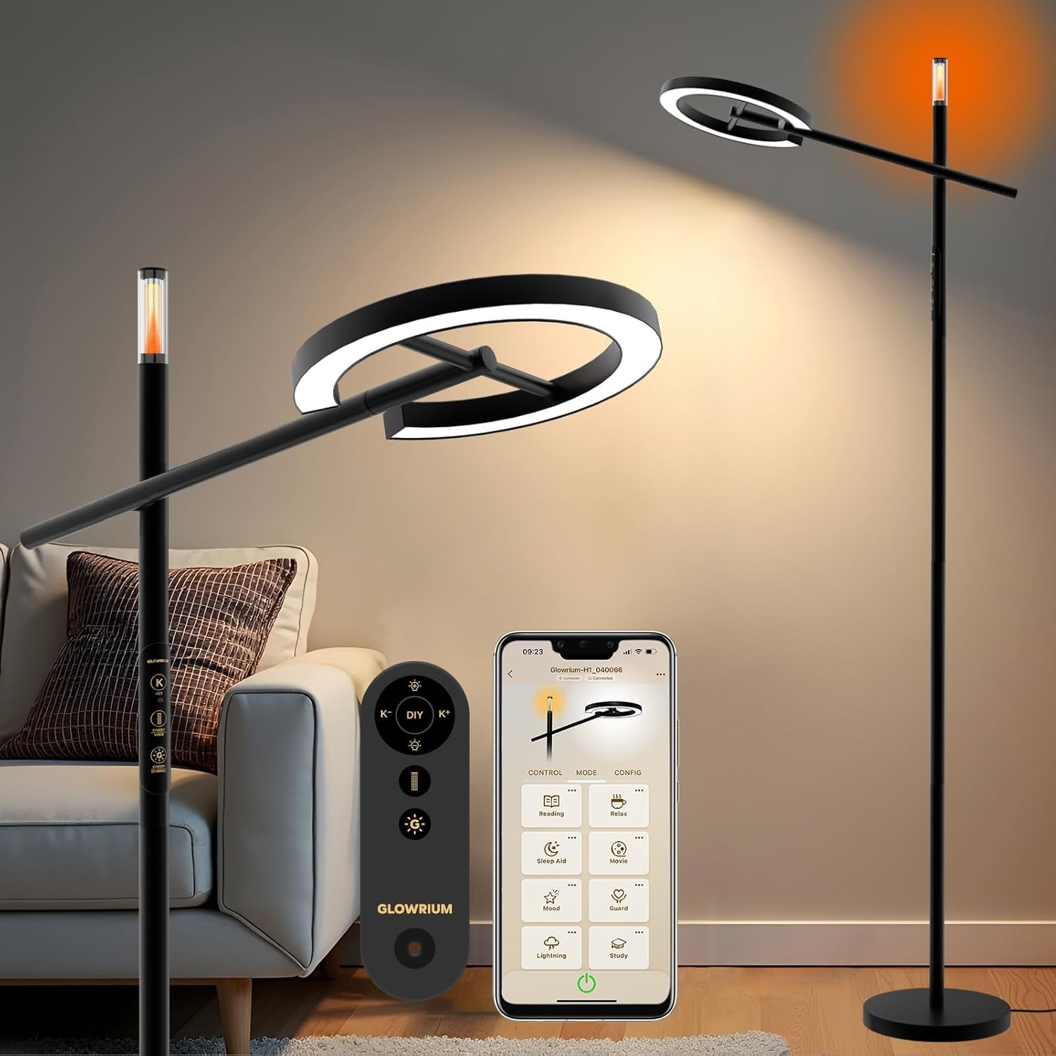 Smart Floor Lamp with Remote,Led Floor Lamp with APP,Stepless Dimmable ...