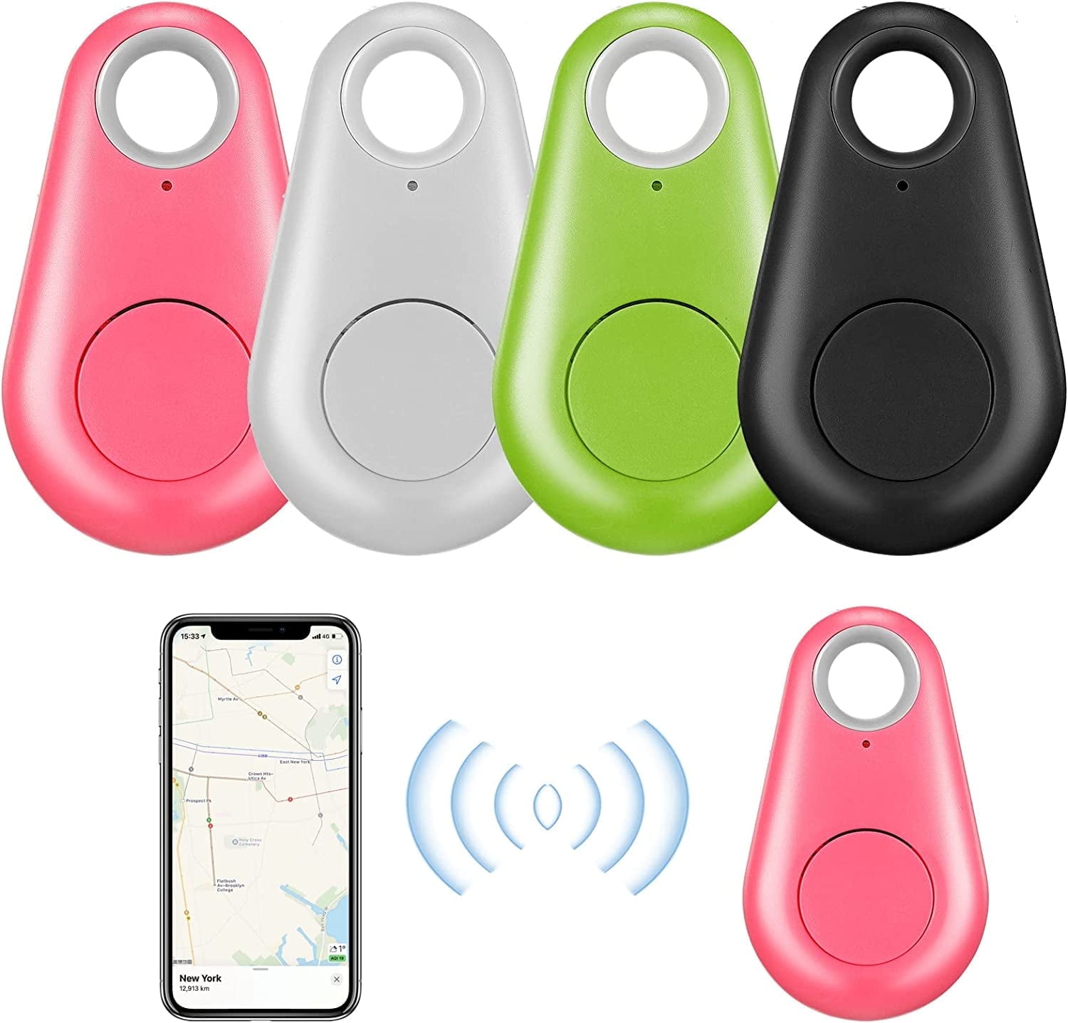 Smart GPS Tracker 4 Packs Water Droplets Shape Multicolor Wireless Key ...