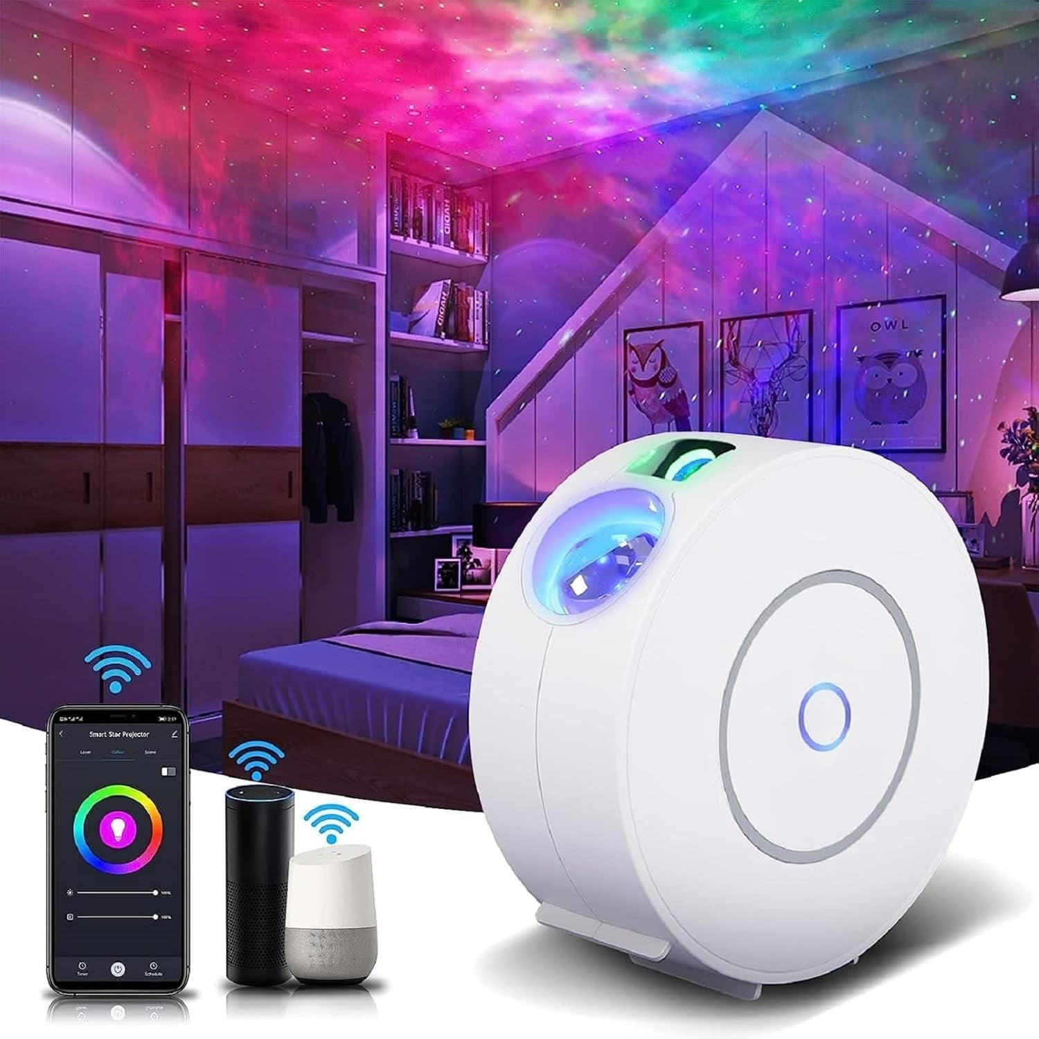 Smart Galaxy Star Projector,LED Starry Sky Night Light,Nebula Ceiling Night Light App & Voice ...