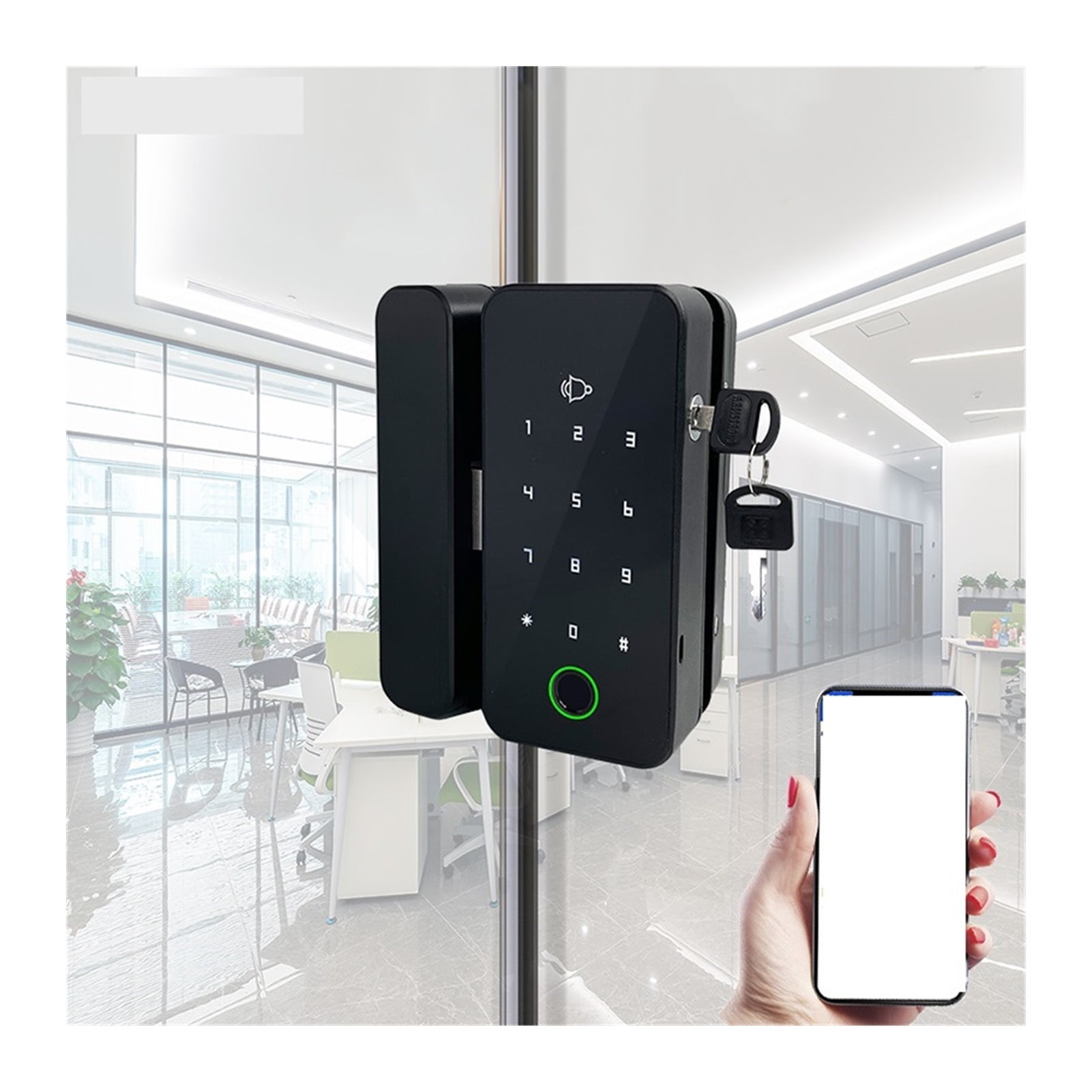 Smart Glass Door Biometric Fingerprint Lock RFID IC Card Code Remote ...