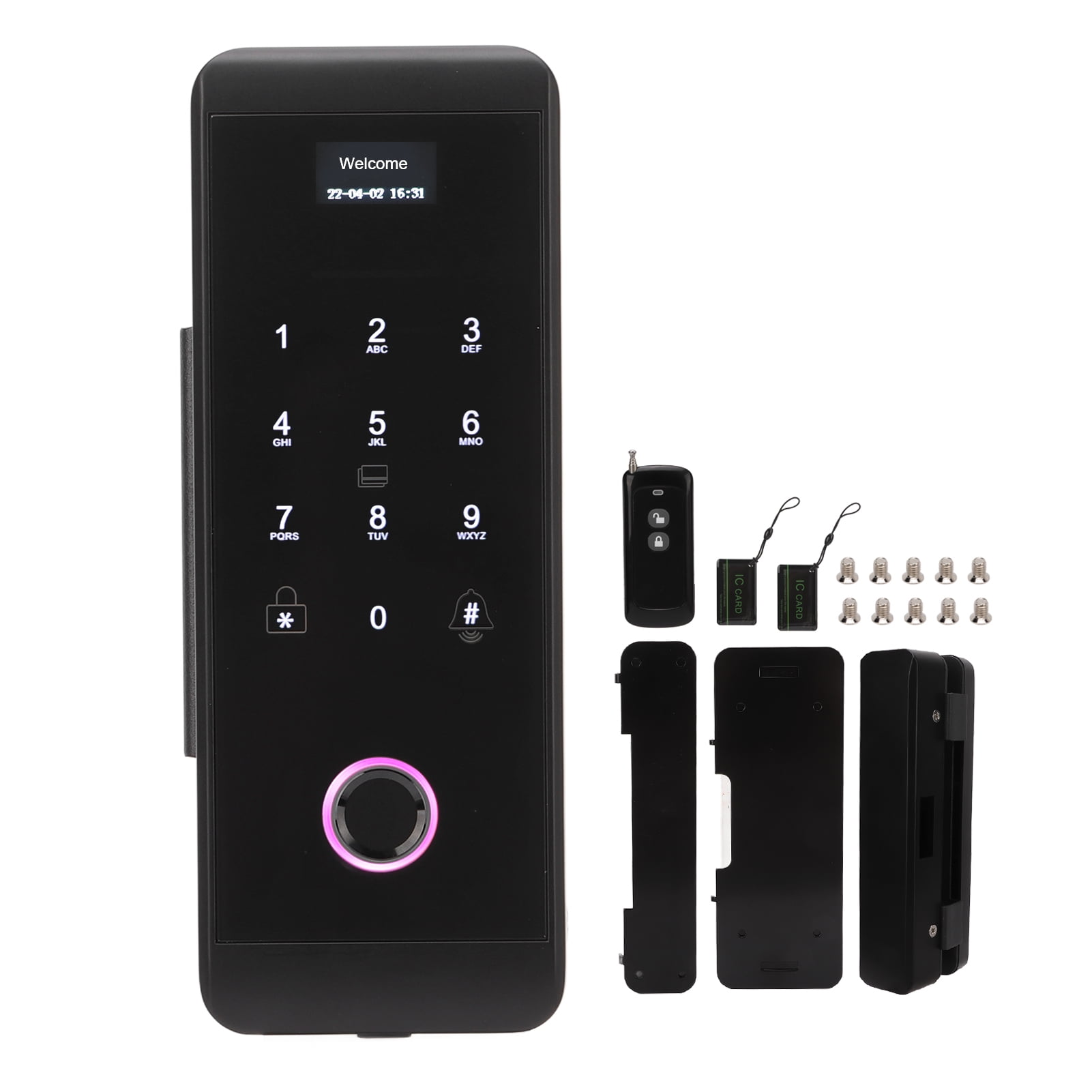 Smart Glass Door Lock, Fingerprint Password IC ID Card APP Remote ...