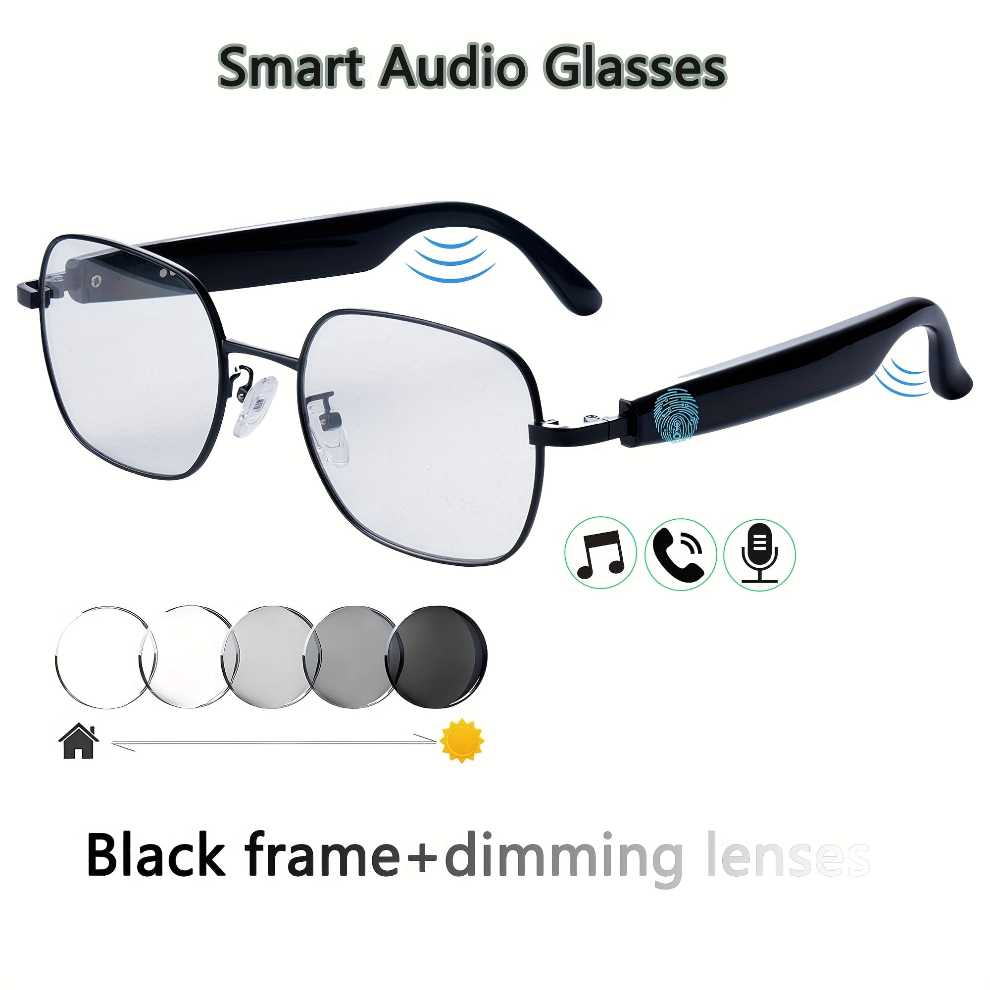 Smart Glasses 2025: Auto-Tint, Audio Music/Calls, All-Day Wear for ...