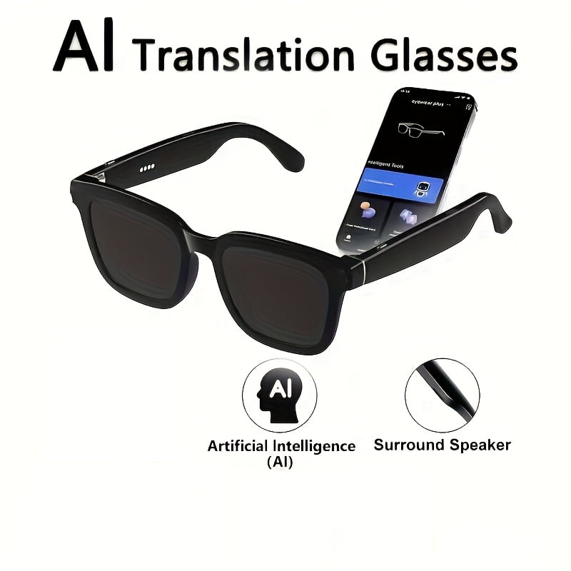 Smart Glasses with Bluetooth 5.4, AI Translation in 144 Languages, High ...