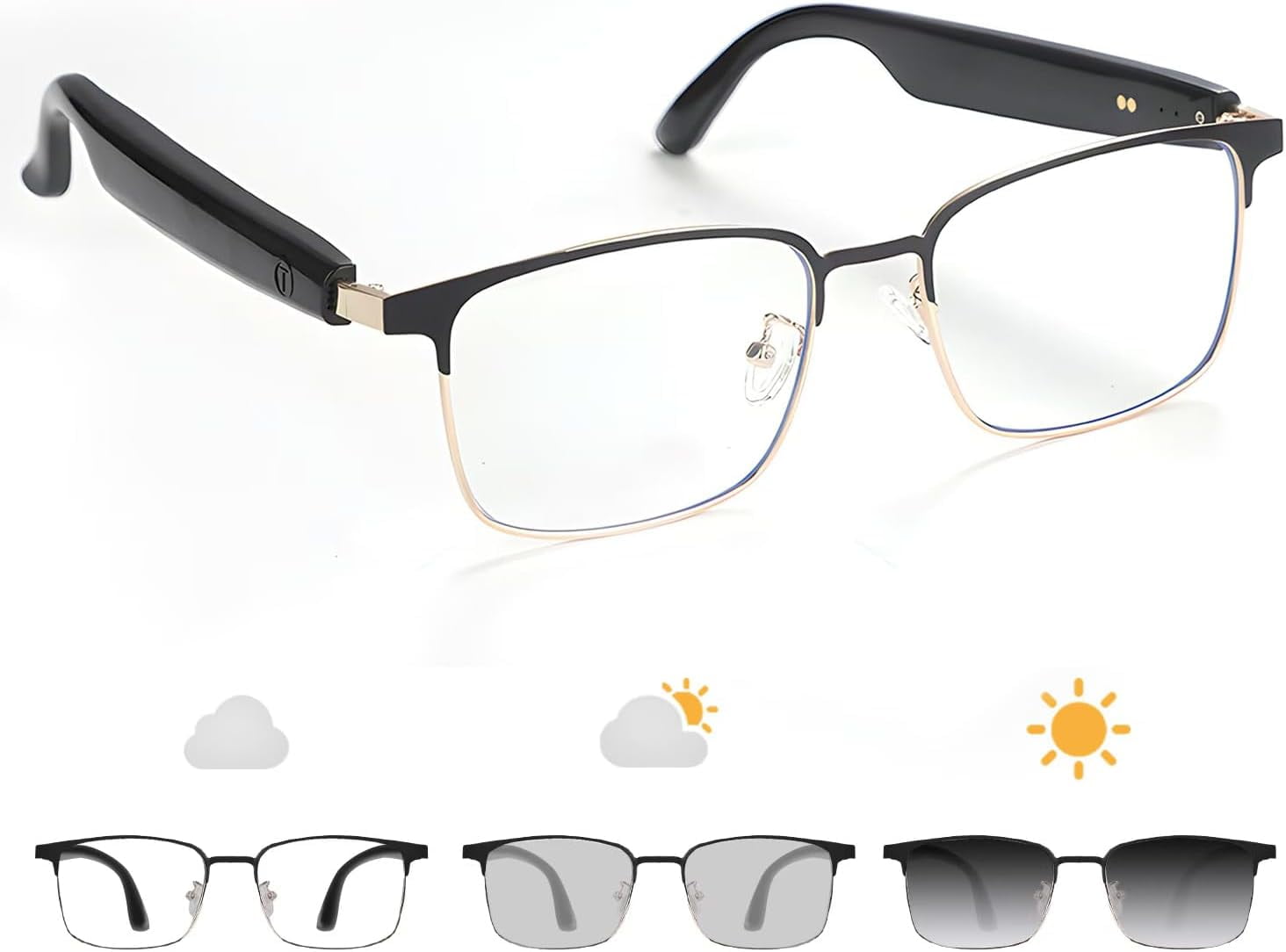 Smart Glasses with Open Ear, Photochromic Lenses, Polarized Sunglasses ...