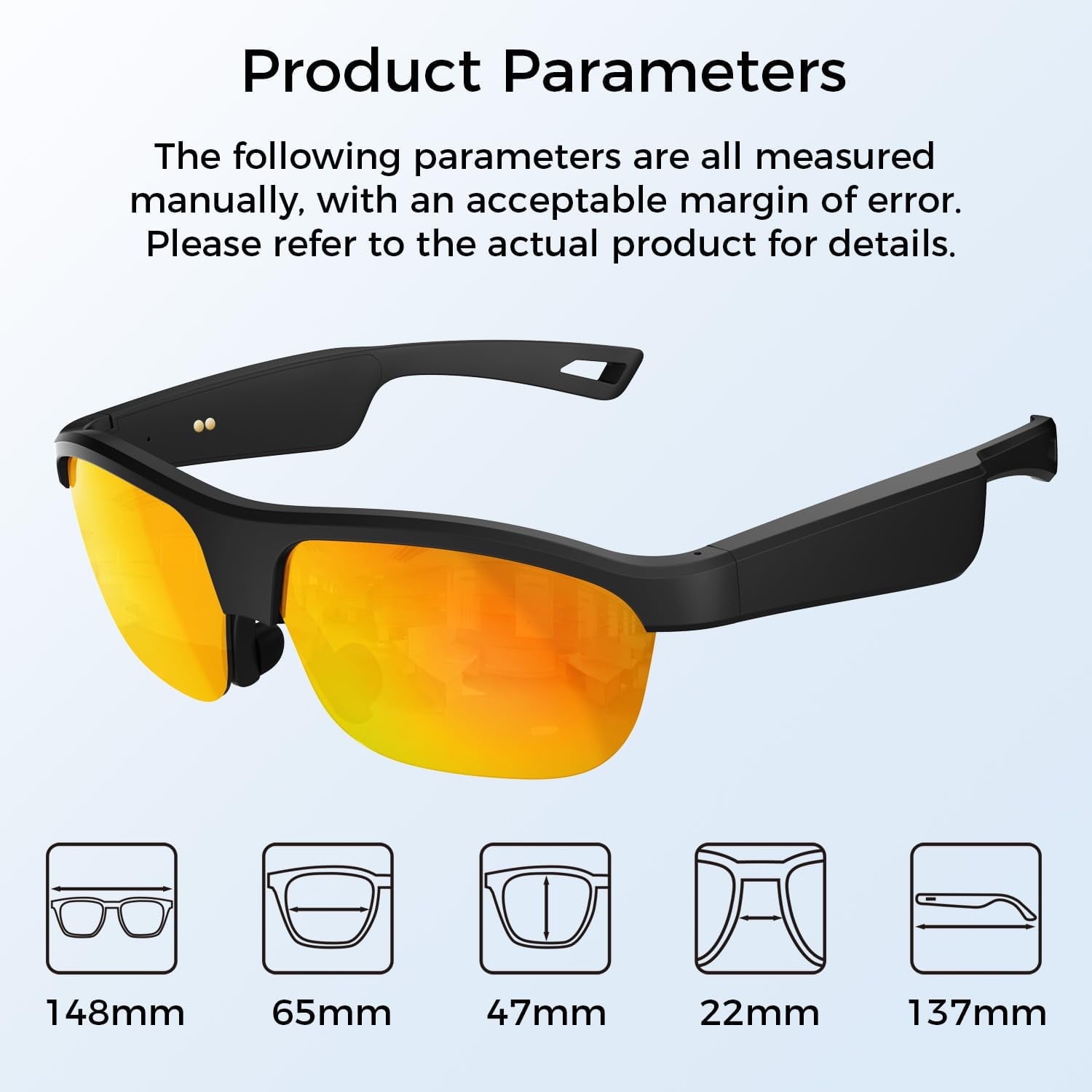 Smart Glasses,Safety Glasses with Bluetooth Speaker,Indoor/Outdoor UV ...