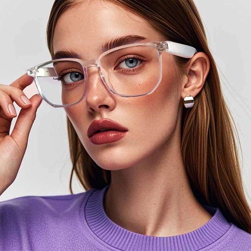 Smart Glasses with Dual Boards, Magnetic Charging, Classic Transparent Tr90 Frame, Polarized ...