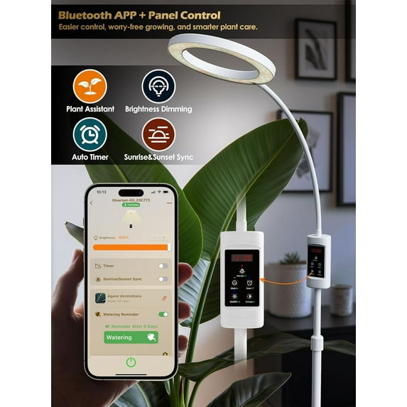 Smart Grow Lights for Indoor Plants,24W Plant Light with Auto-Timer ...