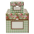 Smart Home 2 Piece Gingham and Floral Storage Boxes in Pink & Green ...