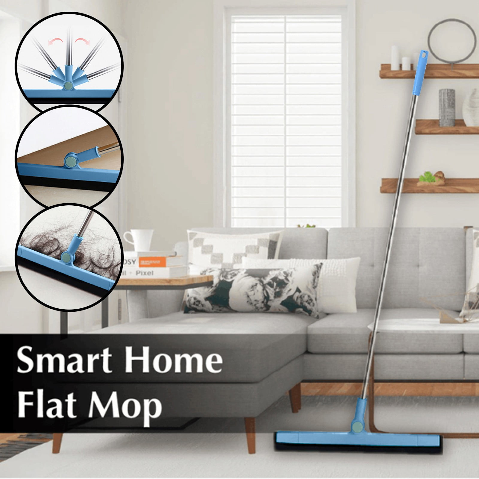 Smart Home Flat Mop | 2-in-1 Wet & Dry Microfiber Mop | 180° Rotating Head for Hard-to-Reach ...