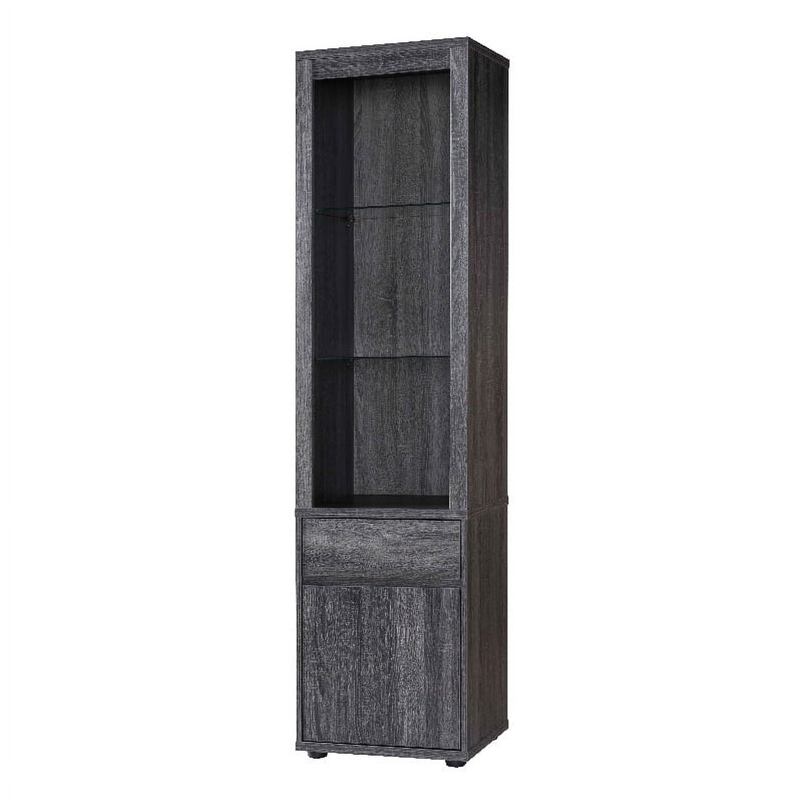 Smart Home Furniture Contemporary Wood Curio Cabinet in Distressed Gray ...