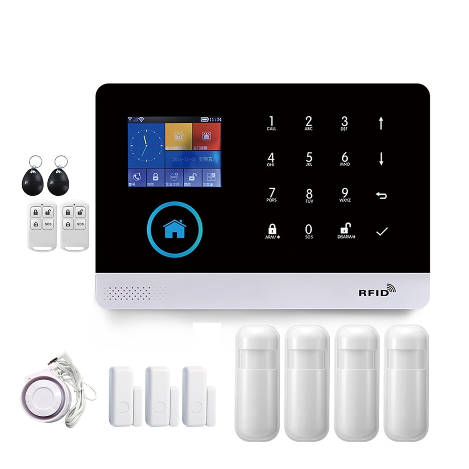 Smart Home GSM Alarm System For Home With Motion Sensor Wireless Siren ...
