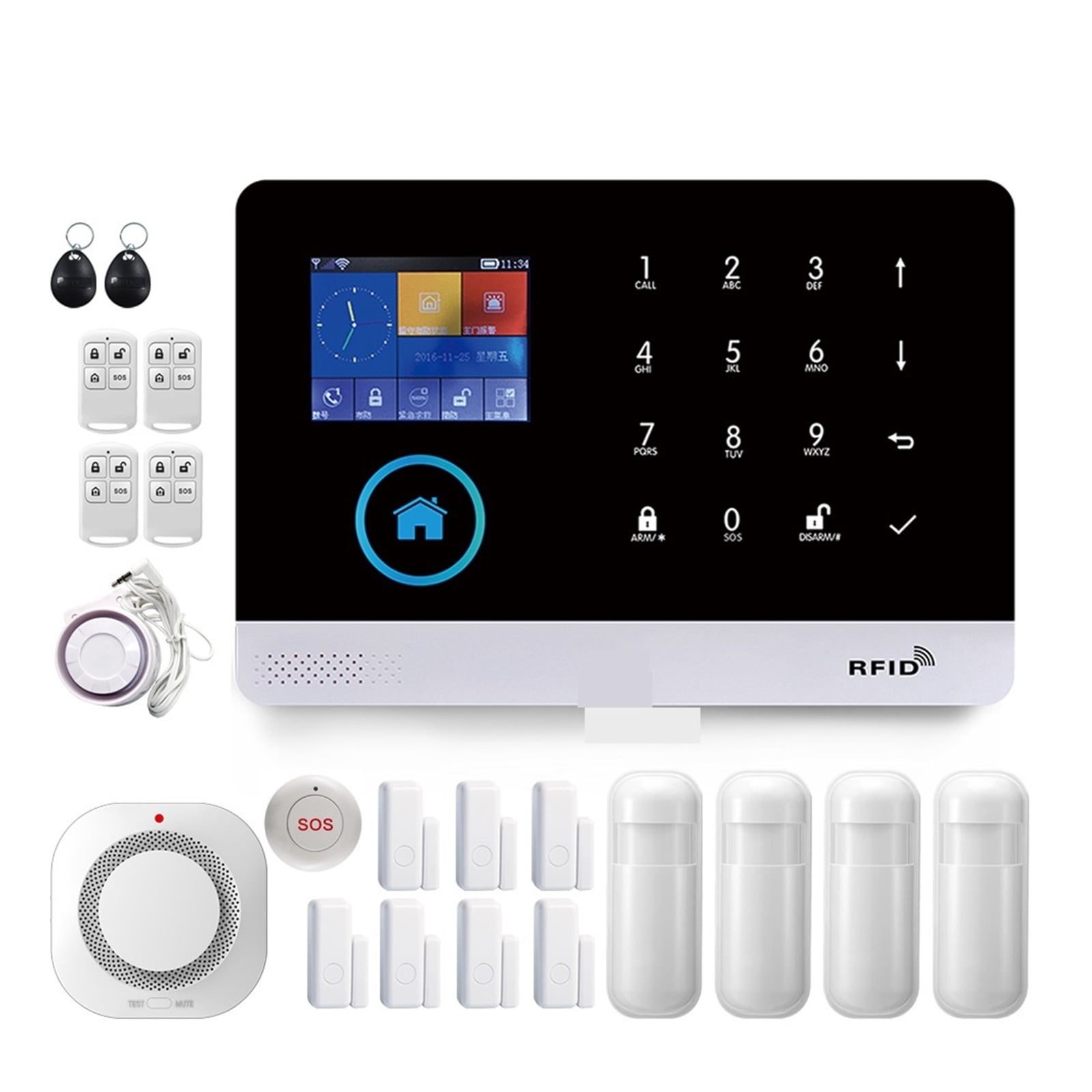 Smart Home GSM Alarm System For Home With Motion Sensor Wireless Siren Night Vision IP Camera ...