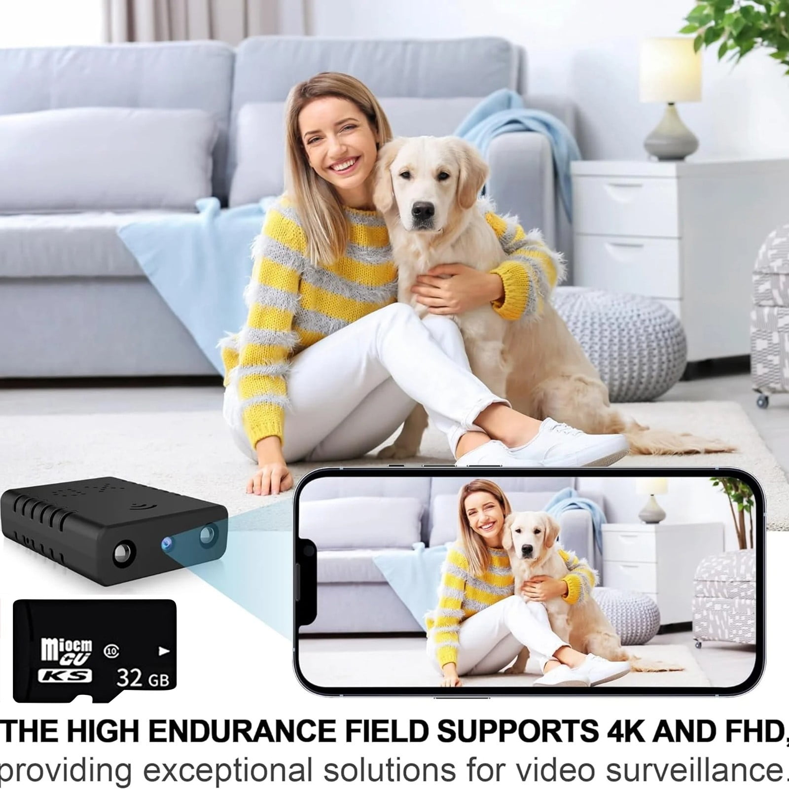 Smart Home Indoor Camera Wi-Fi-Connected Wired Security Surveillance ...