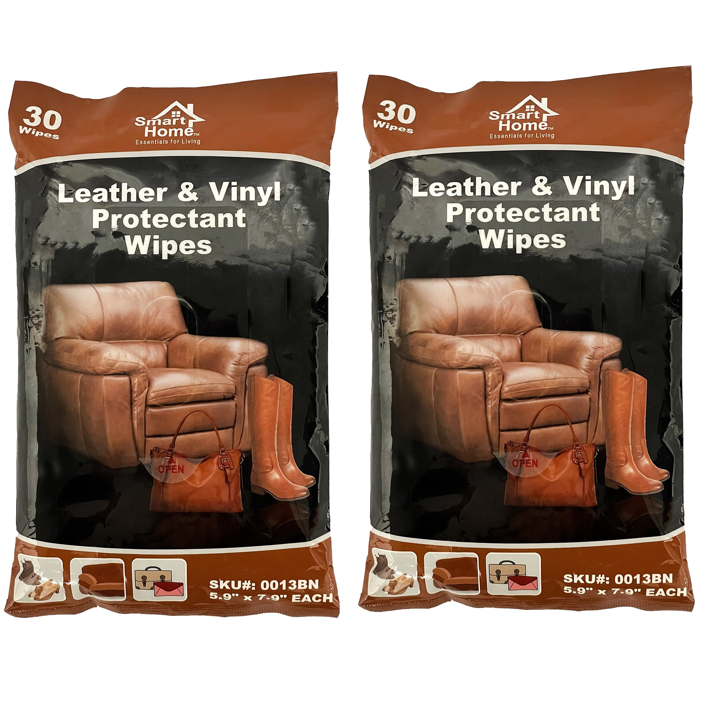 Smart Home Leather & Vinyl Cleaning Protectant Wipes, 60 Count ...
