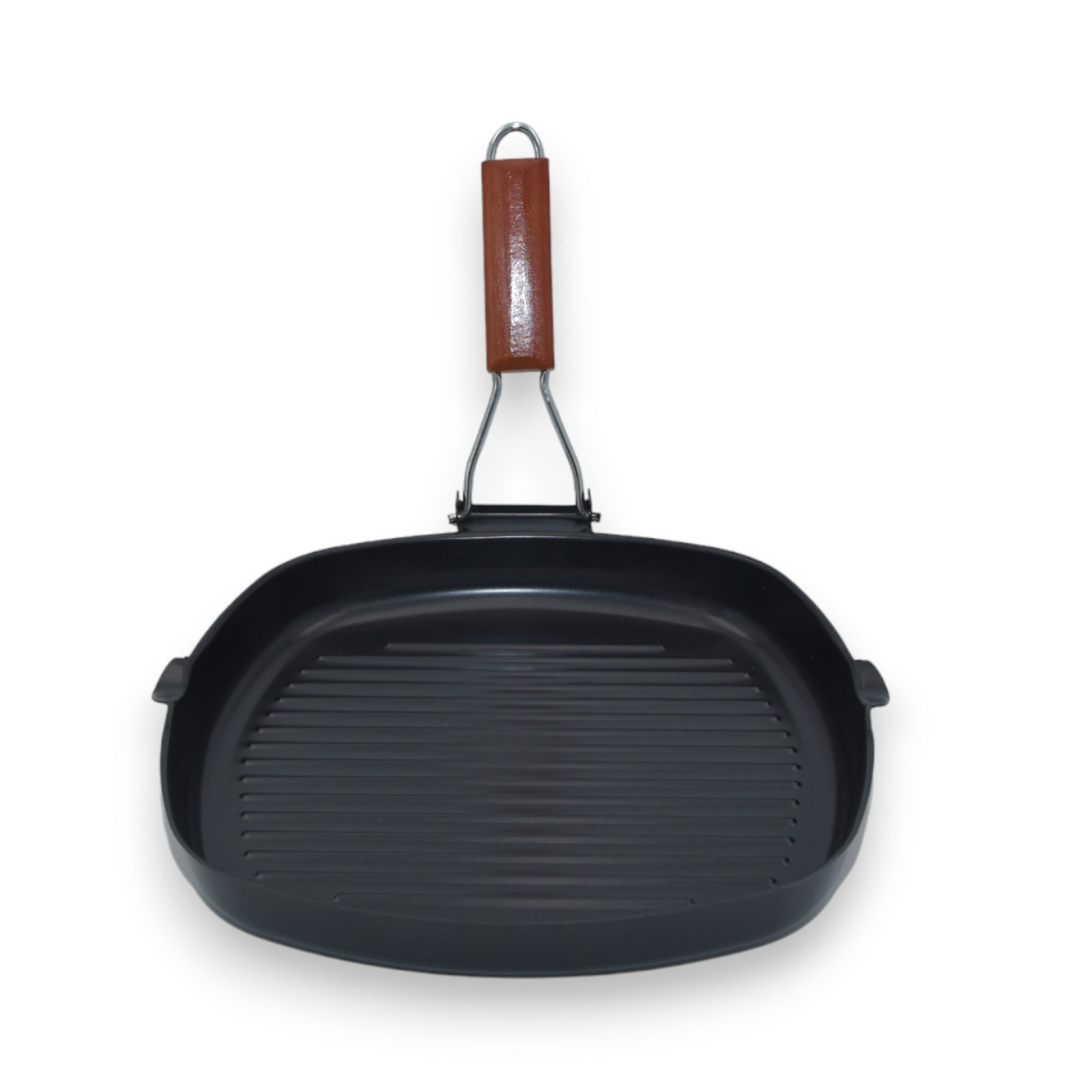 Smart Home Non-Stick Square Grill Pan with Foldable Wooden Handle ...