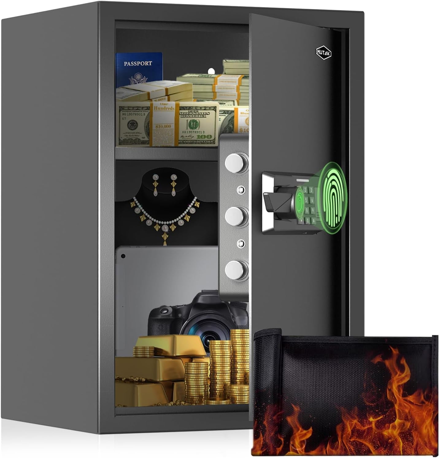 Smart Home Safe 2.0 Cub Biometric Safe Box, Quick-Access with ...