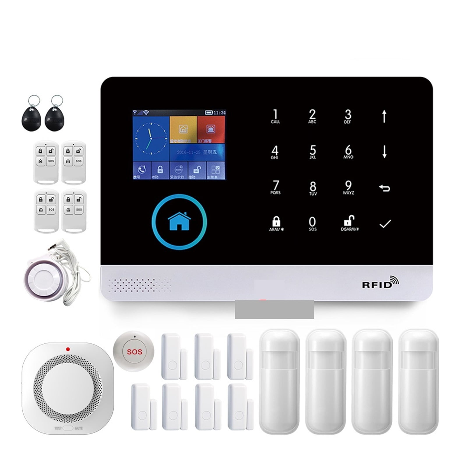 Smart Home WiFi GSM Alarm System For Home With Motion Sensor Wireless Siren Night Vision IP ...