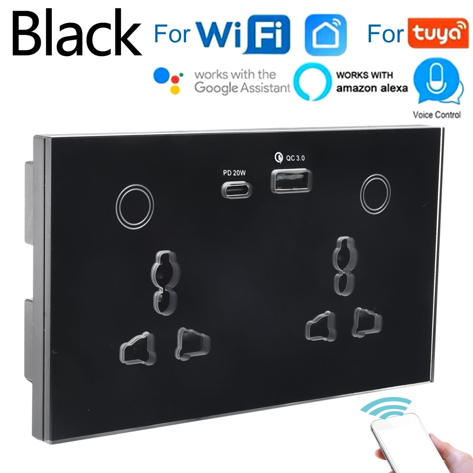 Smart Home WiFi Socket Double Hole Power Outlet Switch with Touch ...