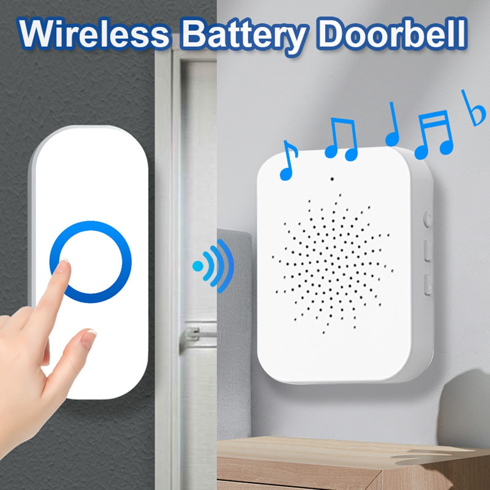 Smart Home Wireless Doorbell with Electronic Remote Control Flashing ...