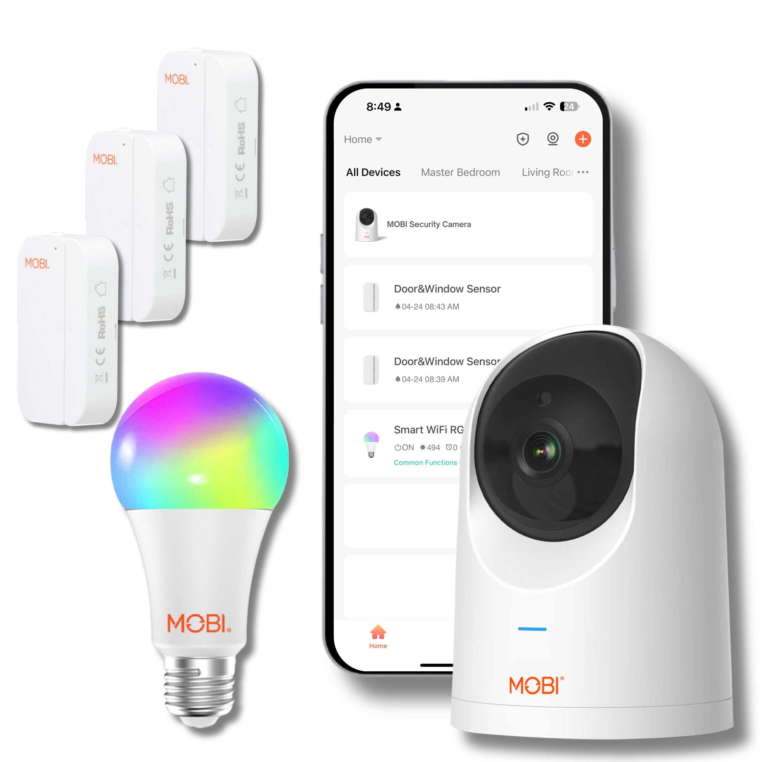 Smart HomeGuard Security Bundle: 1x Camera, 3 x Door/Window Sensor, and ...