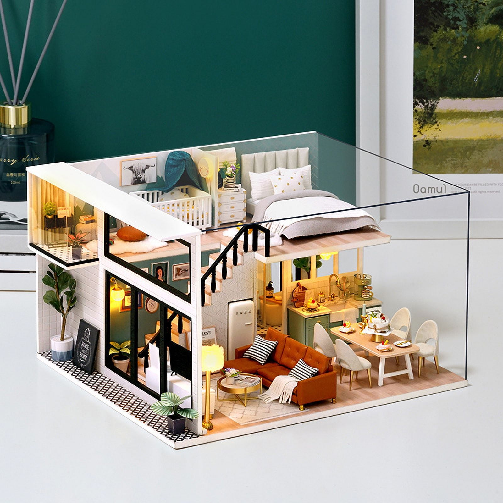Smart House diy cottage model wooden hand-assembled toy villa house ...