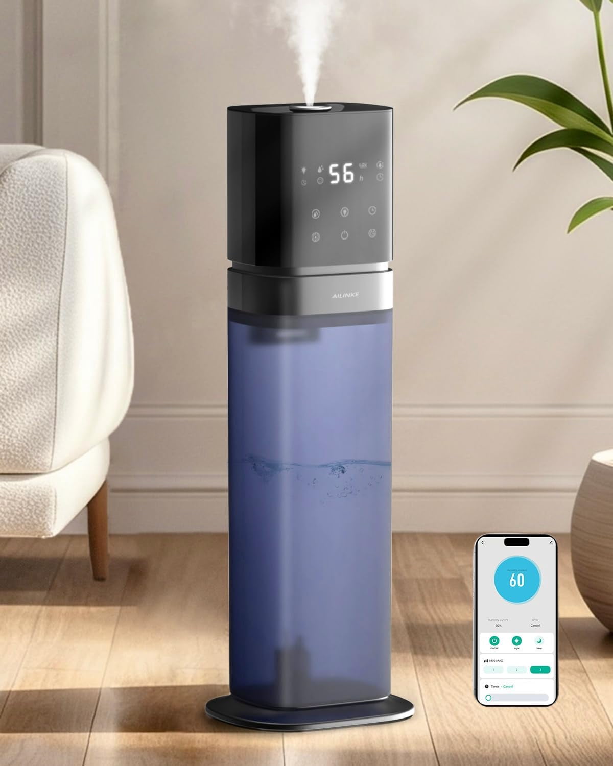 Smart Humidifier Large Room, 2.1Gal/8L Humidifiers for Bedroom with ...