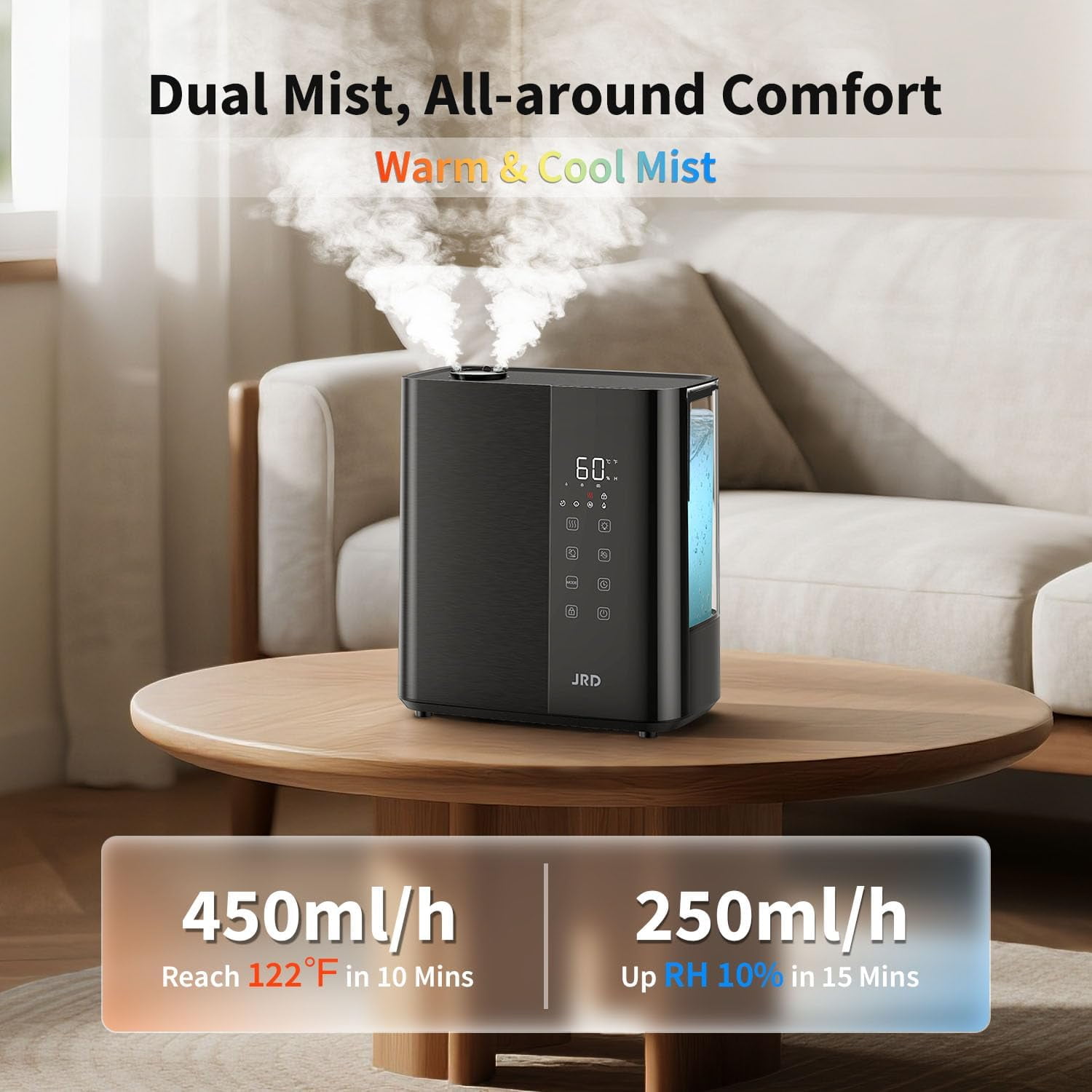 Smart Humidifiers for Bedroom, 5L Warm & Cool Mist Ultrasonic Air ...