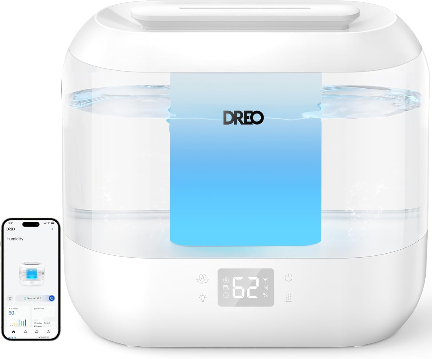 Smart Humidifiers for Bedroom, Top Fill 4L Supersized Cool Mist ...