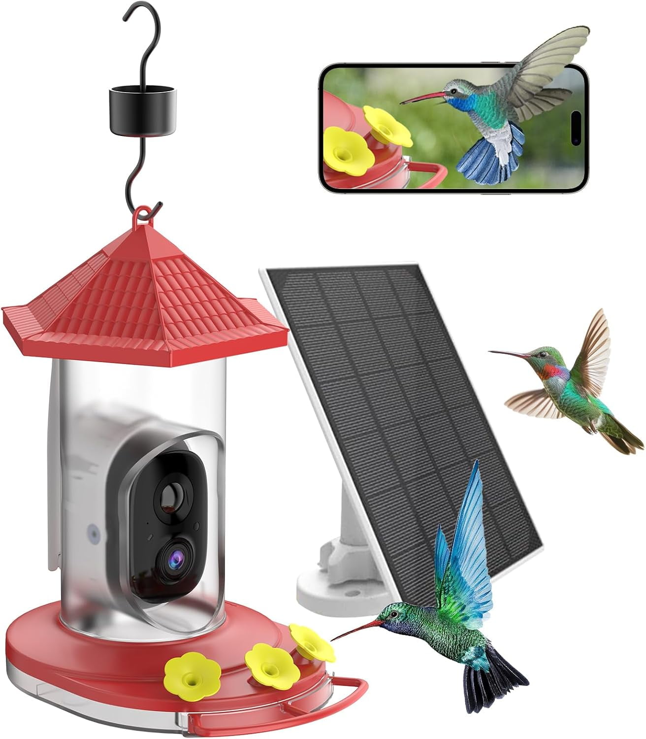 Smart Hummingbird Feeder with Camera for Outdoor Hanging, Ant Moats and ...