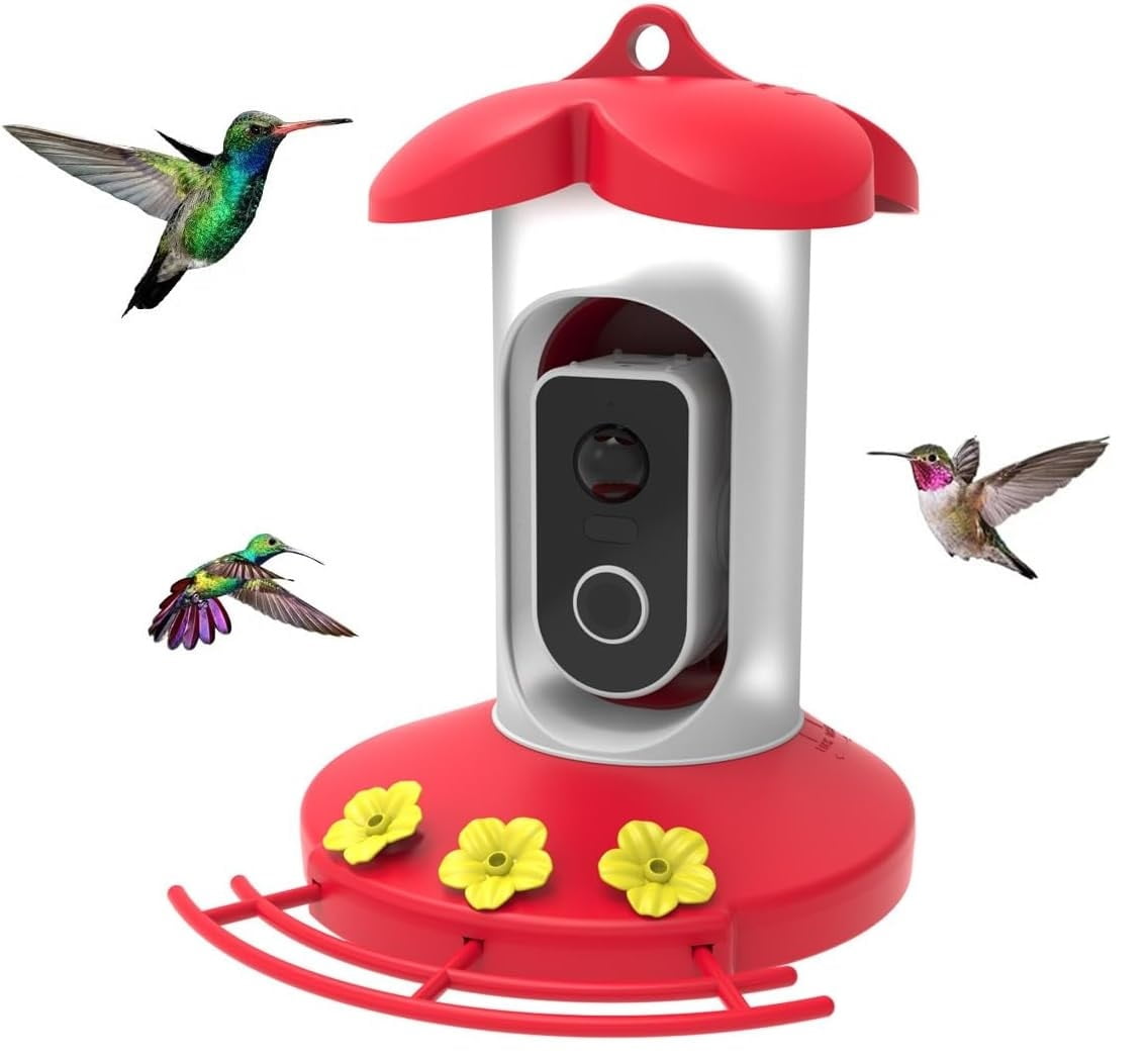 Smart Hummingbird Feeder with Camera Solar Powered, Wireless Outdoor Video Humming Bird Feeder ...