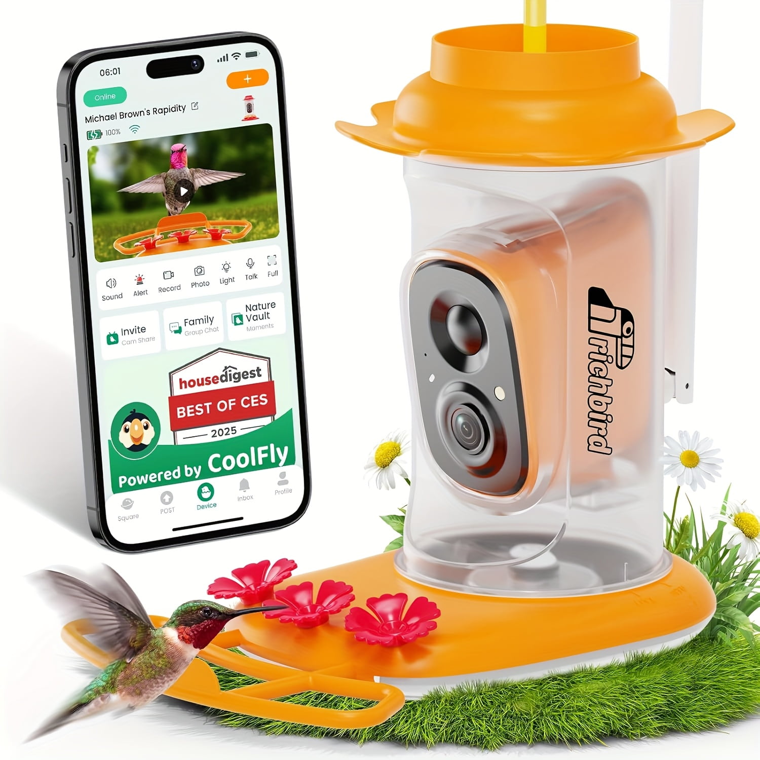 Smart Hummingbird Feeder with Solar HD Camera - AI Identification ...