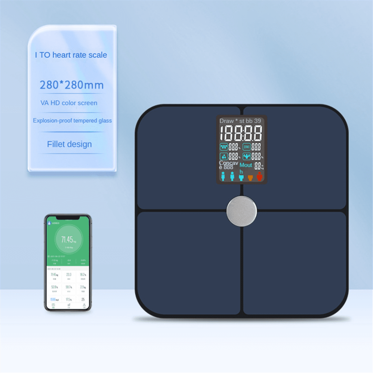 Smart ITO Heart Rate Scale Large Display Digital Smart Scale for Full ...